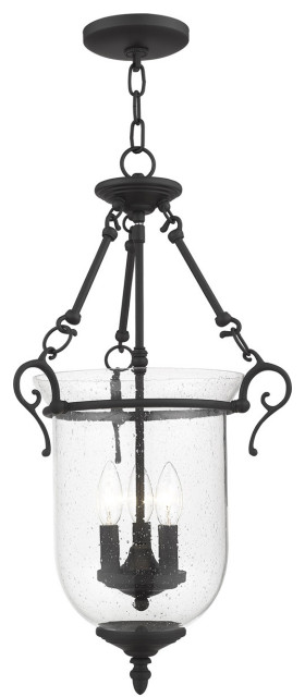 Livex 5025-04 3-Light Chain Lantern, Black - Traditional - Pendant ...