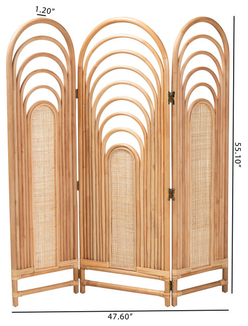 Kristina Natural Brown Rattan Room Divider - Tropical - Screens And ...