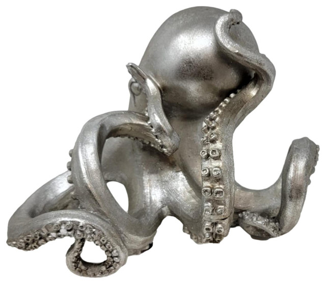 Vintage Style Large Octopus Bookend Set 2 Sea Life Silver Ornate 10 in ...