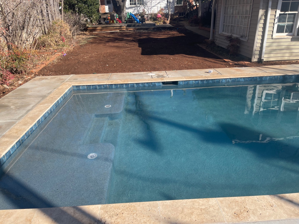 Small Concrete Pool with Travertine Coping - Traditional - Pool ...