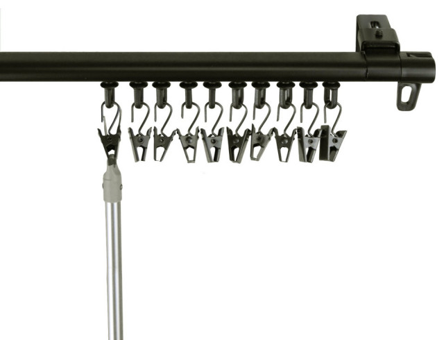 Adjustable Curtain Track Rod 66-120", Black - Transitional - Curtain ...