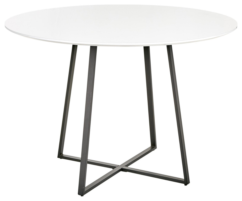 Cosmo Contemporary/Glam Dining Table, Black Metal/White Wood Top ...