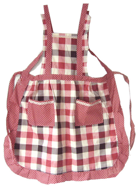 Aprons Red Checkered Apron Cleaning Supplies etna.com.pe