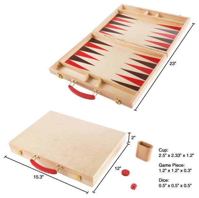 Wood Backgammon Board Game Complete Set With Folding Board - Modern ...