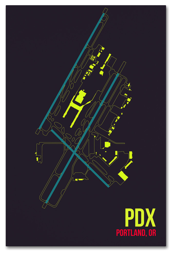 08 Left 'PDX Airport Layout' Canvas Art, 19"x 12" - Contemporary ...