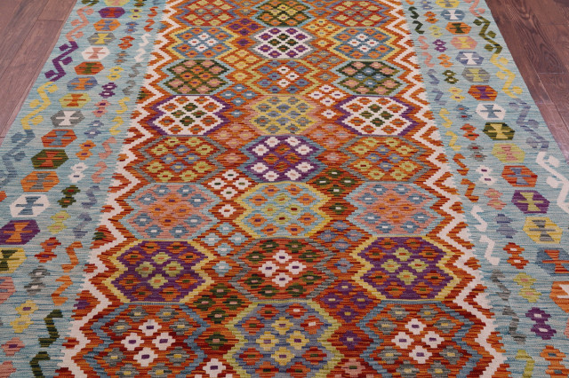 Kilim Flat Weave Reversible Wool On Wool Rug 6' 9" X 9' 11" - Q17845, 6 ...