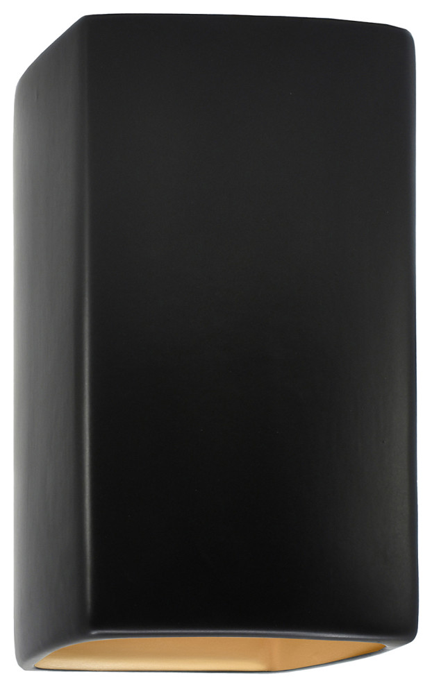 Ambiance Large Rectangle Outdoor Wall Sconce, Open, Carbon Black, Gold ...