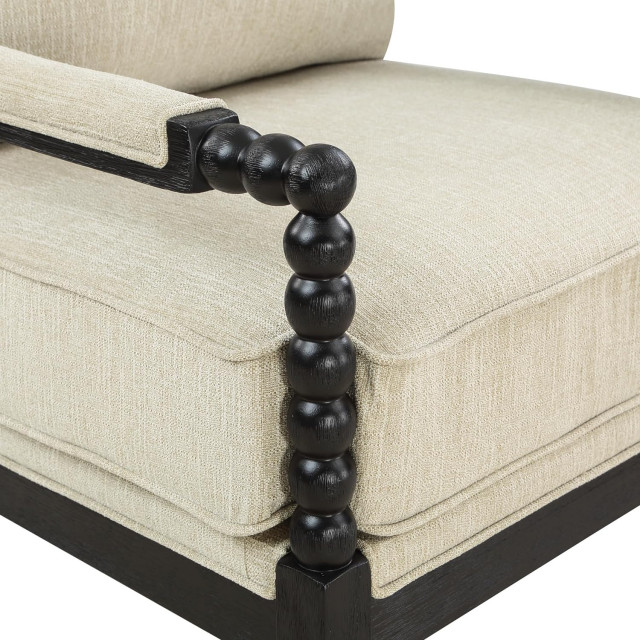 Traditional Accent Chair, Spindle Wooden Frame & Cushioned Arms ...