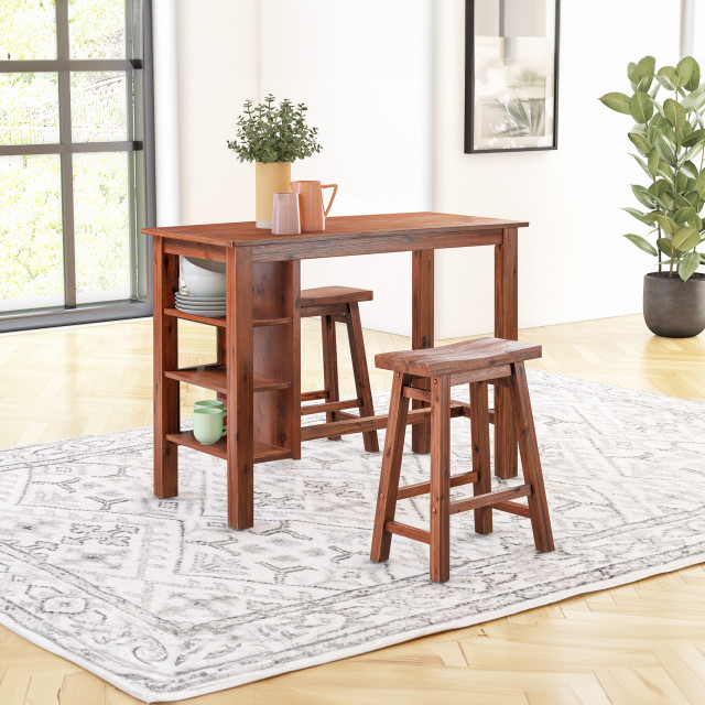 Brittany Rectangular Counter Height Bar Table, Chestnut Wire-Brush ...