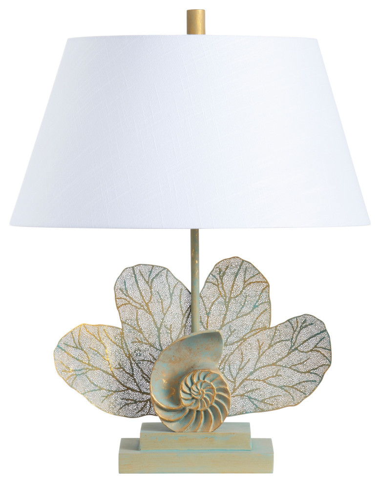 Ammonite 24" Table Lamp With Metal Tapered Drum Shade, Gold ...