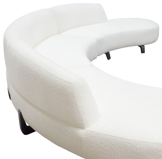 3 Piece Modular Curved Armless Sofa, 2 Chaises, Faux White Shearling ...