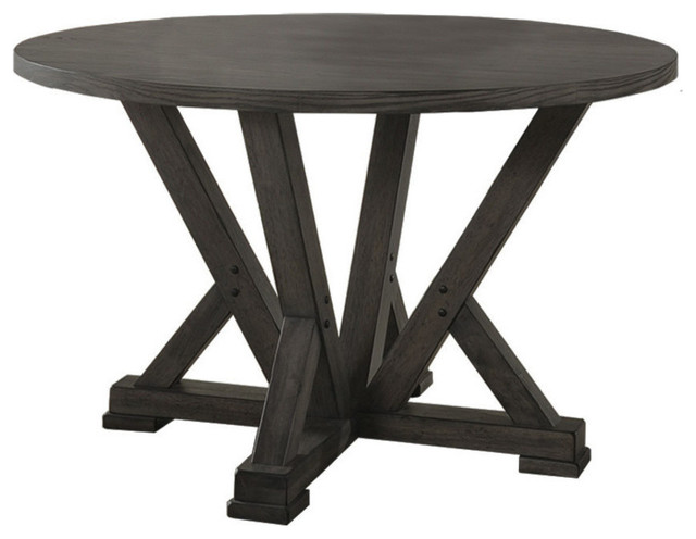 Antique Rustic Gray Round Dining Table - Transitional - Dining Tables ...