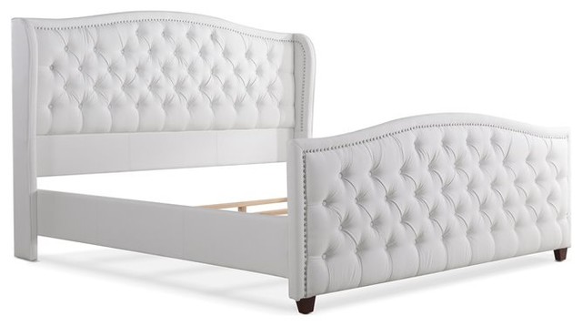 Marcella Tufted Wingback Queen Bed Bright White - Transitional - Panel ...