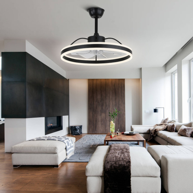 Flush Mount Reversible Ceiling Fan 6-Speed Dimmable with Remote and APP ...