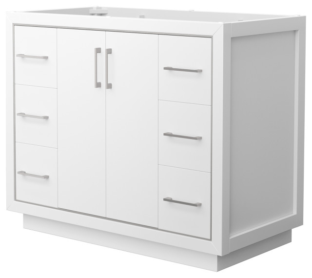 Icon 42" Single Vanity, White, No Top, No Sink, Brushed Nickel Trim ...