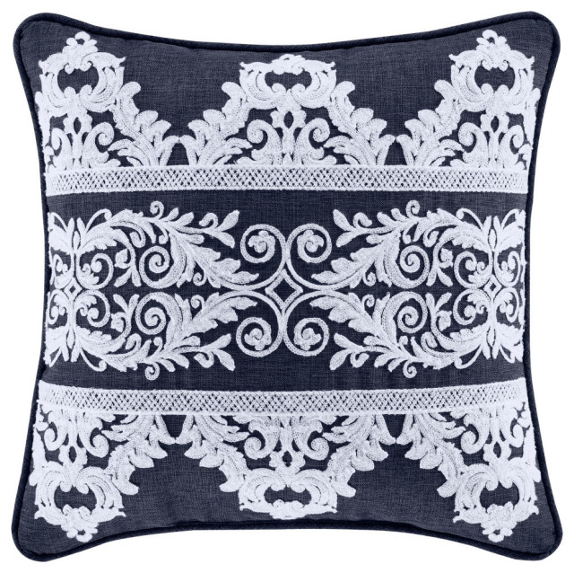 Five Queens Court Shelburne 16" Square Decorative Throw Pillow ...