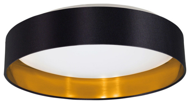 LED Ceiling Light With Black and Gold Finish and White Plastic Diffuser ...