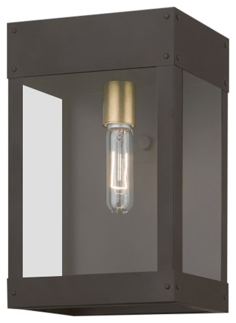Barrett 1 Light Bronze Outdoor Wall Lantern With Antique Brass Candle ...