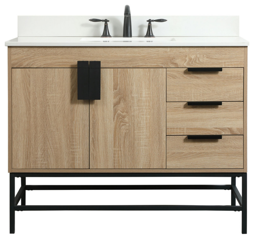 42" Single Bathroom Vanity, Mango Wood With Backsplash, Vf48842Mw-Bs ...