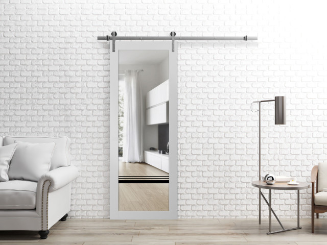 Sturdy Barn Door with Hardware | Lucia 2666 White Silk Clear Glass | 6 ...