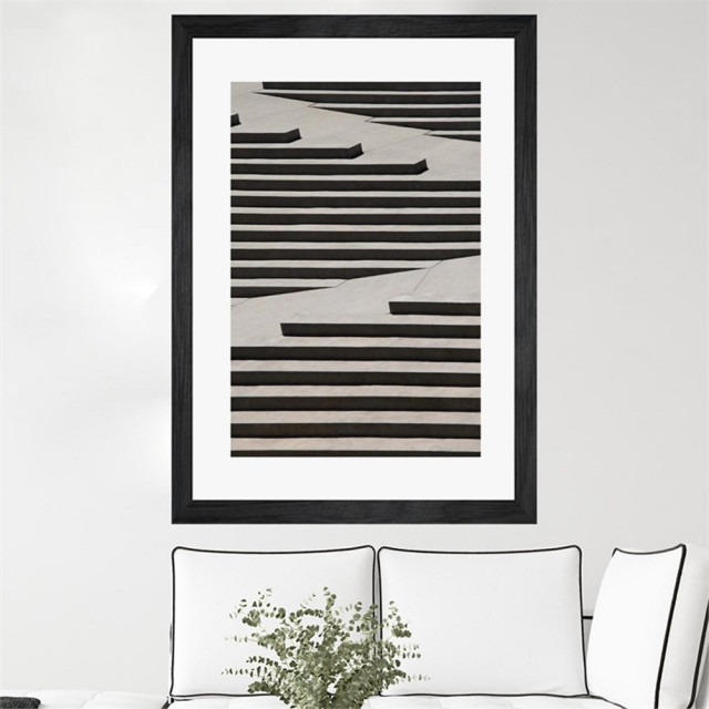 Giant Art 24x36 Robson Stairs II Matted and Framed in Multi-Color ...
