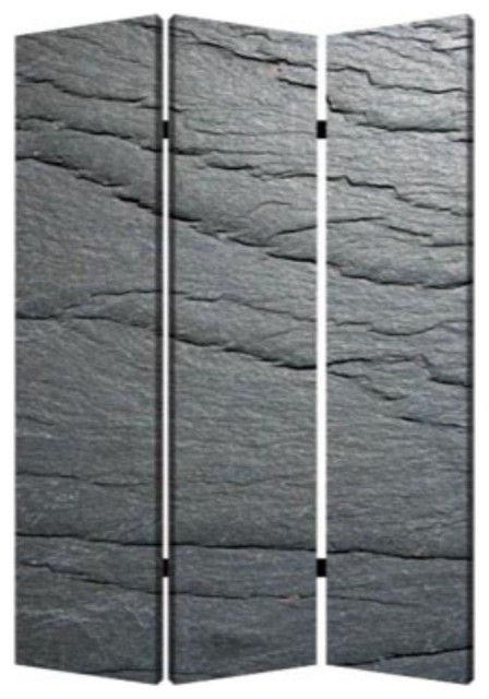 48" X 72" Multi Color Wood Canvas Black Slate Screen - Contemporary ...