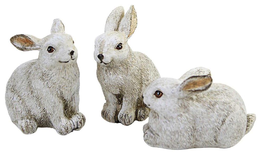 Easter Bunny Family Figurines Polyresin Set Of 3 Rabbit 20350A, 3.0 In ...