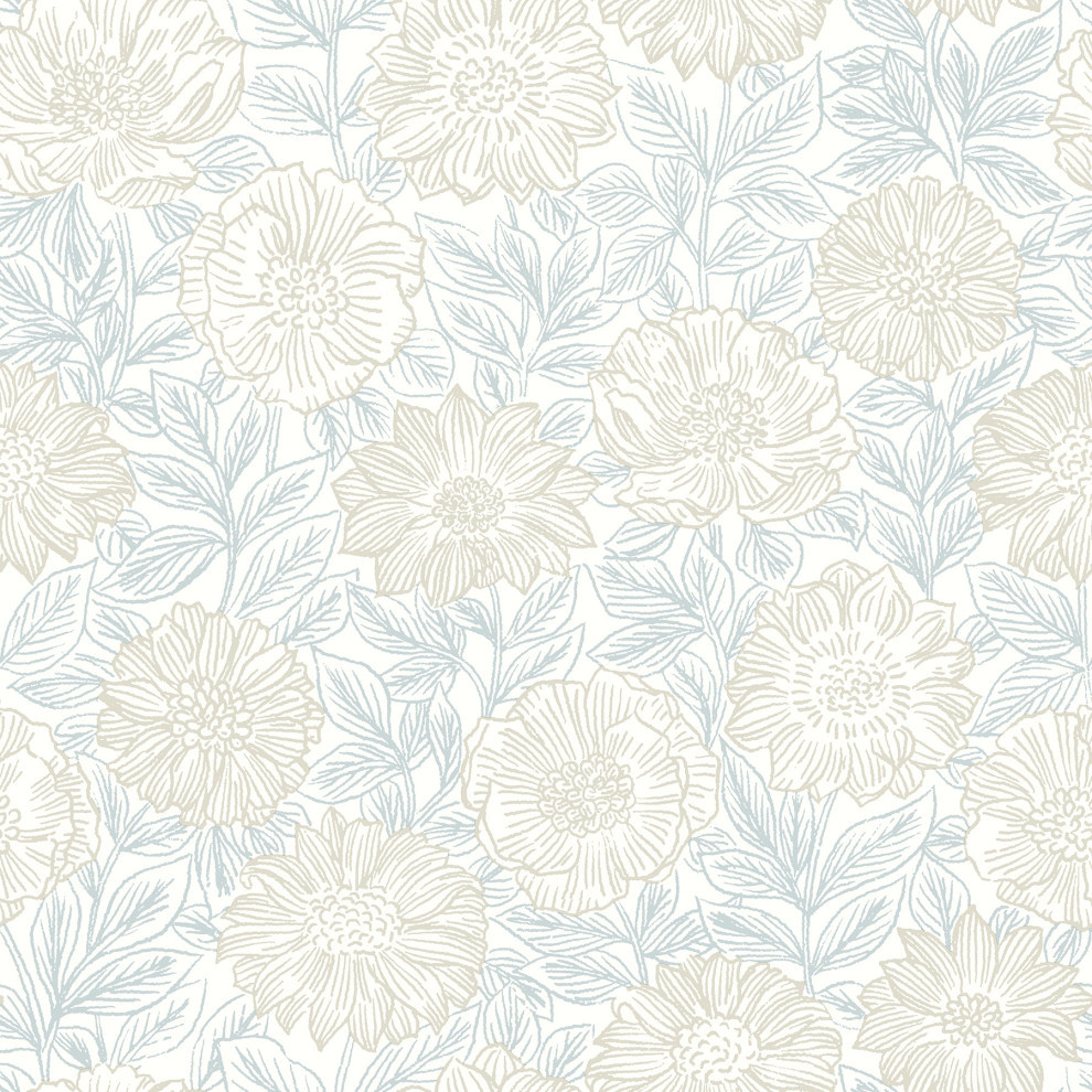 Faustin Neutral Floral Wallpaper, Swatch - Contemporary - Wallpaper ...