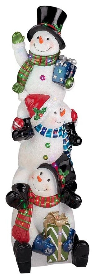 Snowbro Illuminated Snowmen Statue - Contemporary - Outdoor Holiday ...