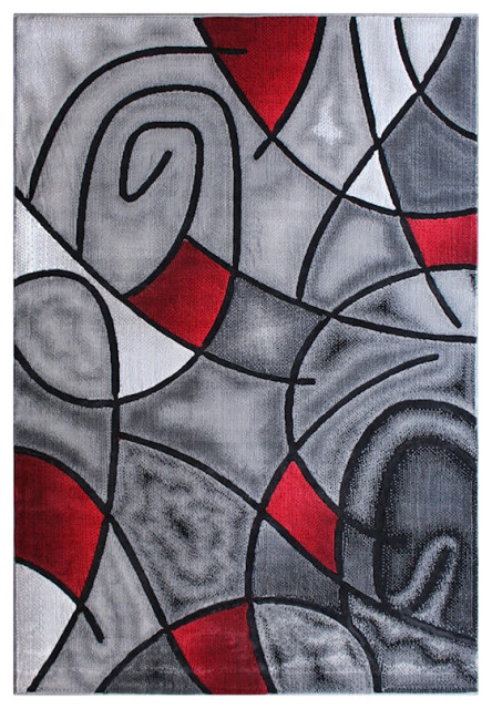 Flash Furniture Jubilee 5x7 Abstract Area Rug, Red, ACD-RGTRZ860-57-RD ...