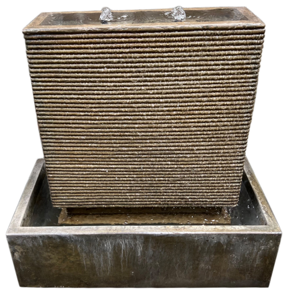 Cement Ripple Fountain Small Green - Transitional - Outdoor Fountains And Ponds - by Design Mix ...