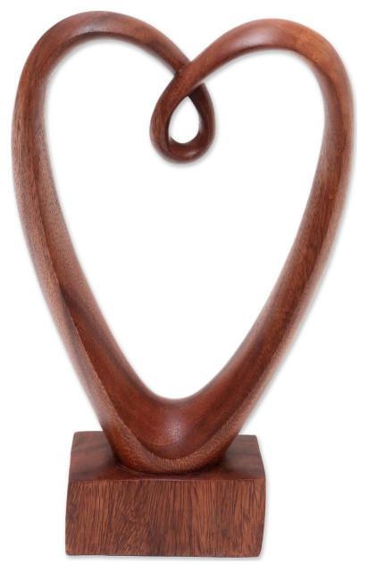 Novica Handmade Valentine Edition Wood Statuette - Contemporary ...