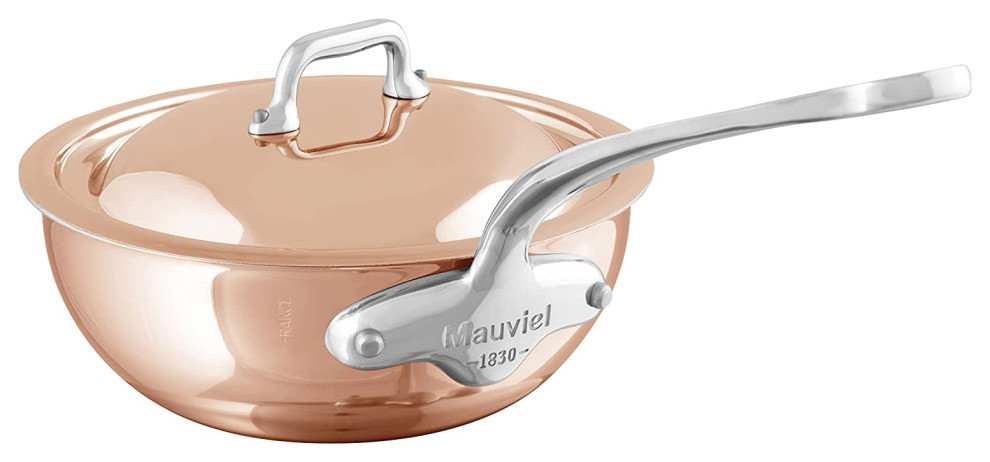Mauviel M’6S Copper Curved Saute Pan, Cast Stainless Steel Handle, 2.1 ...