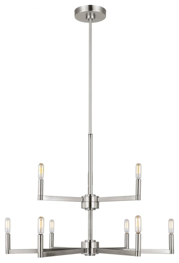 Fullton Chandelier, 9-Light, Brushed Nickel, 30" - Transitional ...
