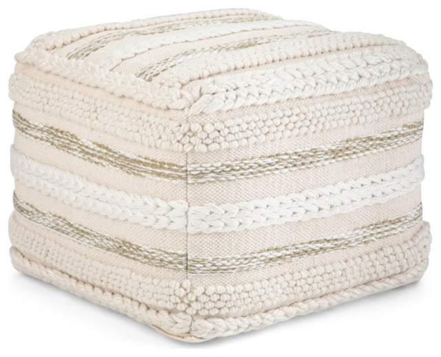 Sommer Boho Square Pouf in Natural Handloom Woven Pattern - Scandinavian - Floor Pillows And ...