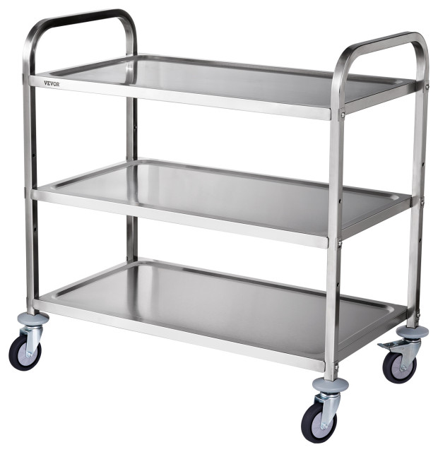 VEVOR 3-Tier Utility Cart Rolling Cart on Wheels 37.5"x20"x37.7" 450 ...