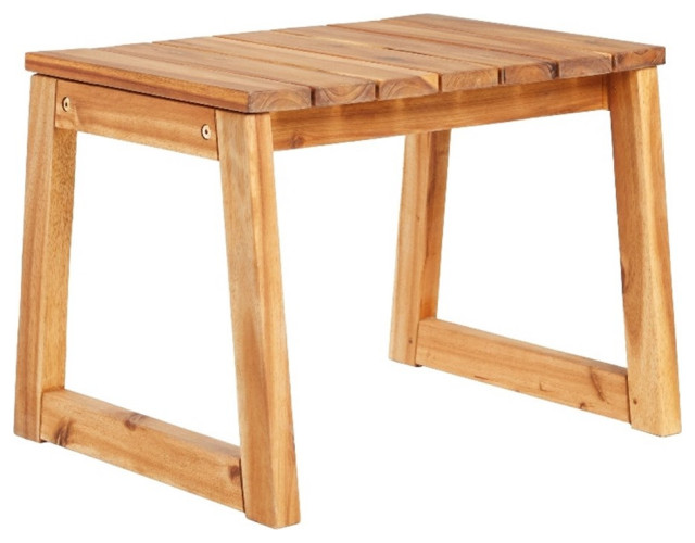 Pemberly Row Modern Solid Wood Outdoor Slat-Top Side Table - Natural ...