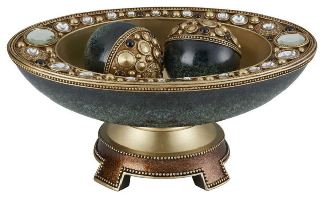 8.25"H Sedona Decorative Bowl With Spheres - Victorian - Decorative ...