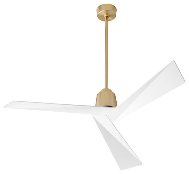Oxygen Dynamo 54" 3-Blade Ceiling Fan 3-113-640, Aged Brass/White ...