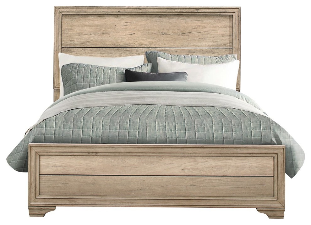Landen Rustic Queen Bed Sun-bleached Wood, Queen - Transitional - Panel ...