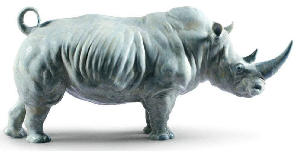 Lladro White Rhino Figurine 01009285 - Contemporary - Decorative ...