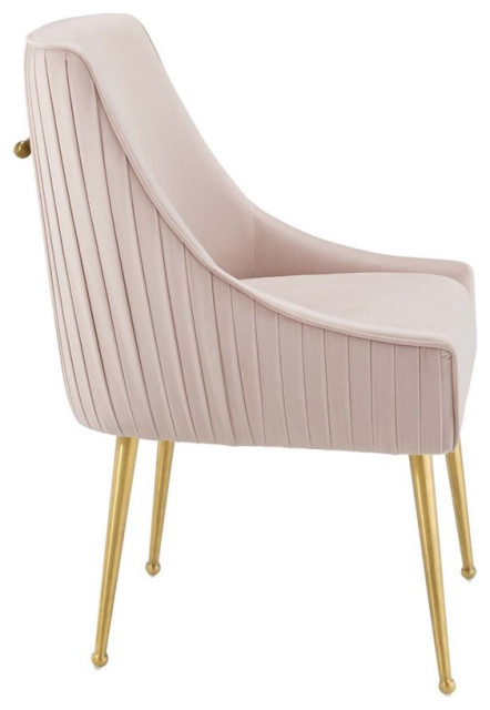 Modway Discern 19" Pleated Back Performance Velvet Dining Chair in Pink ...