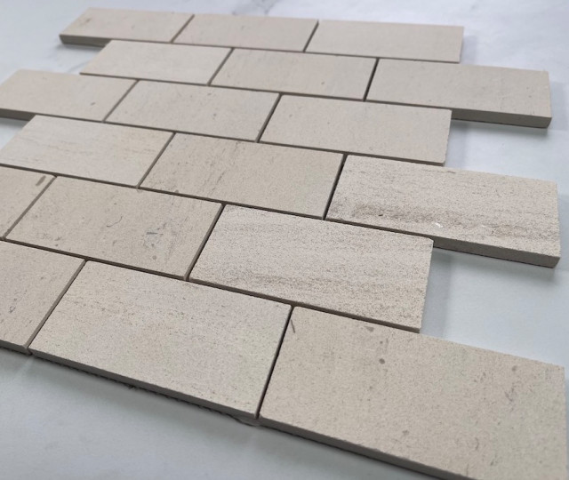 Golden Beach Moleanos Beige Limestone 2x4 Subway Mosaic Tile Honed, 1 ...
