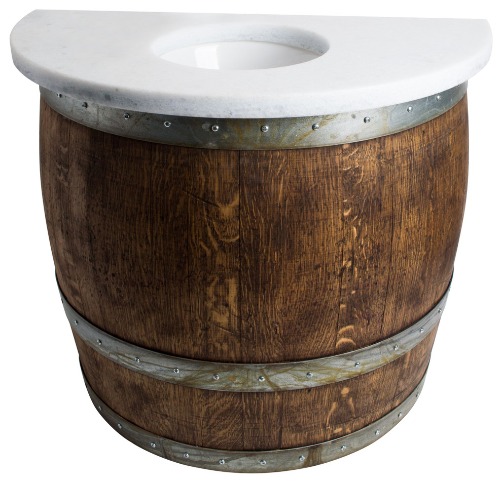 Wall Mount Wine Barrel Vanity With Granite Top - Industrial - Bathroom ...