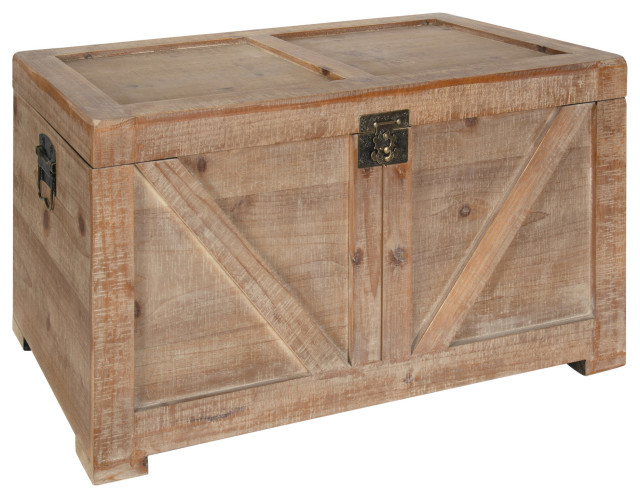 Cates Farmhouse Decorative Wood Trunk - Farmhouse - Decorative Trunks ...