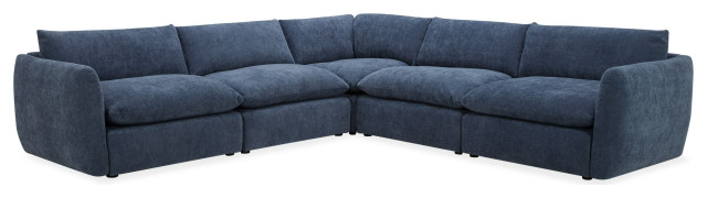 Divani Casa Kinsey Blue Fabric Modular Sectional Sofa - Modern ...