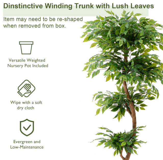 5' Creative Shaped Faux Ficus Tree in Pot - Traditional - Artificial ...