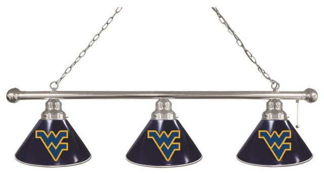 Holland West Virginia University 3-Shade Billiard Light - Chrome ...