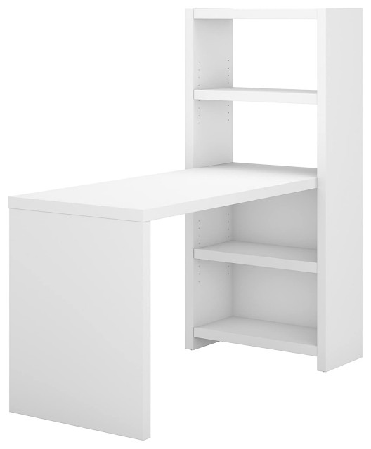 Contemporary Desk, Unique Design With Integrated Storage Bookcase, Pure ...