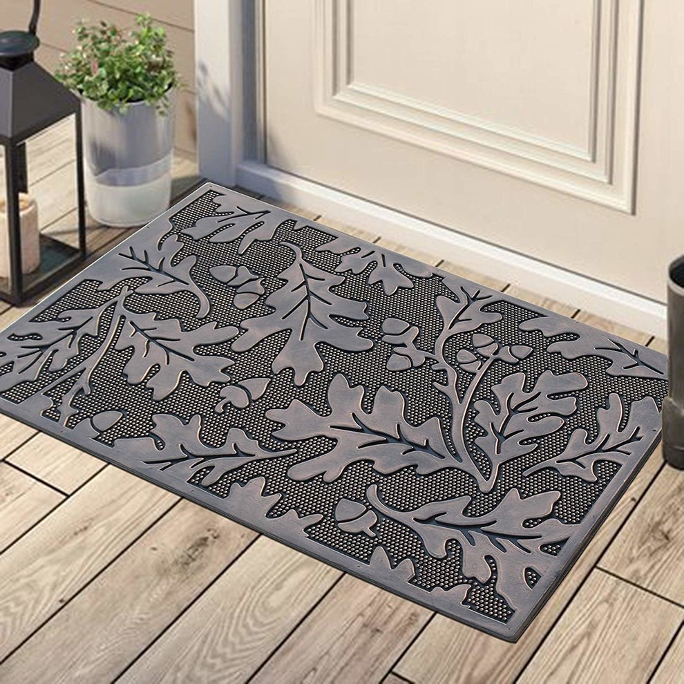 Leaves Rubber Pin Mat, Copper Hand Finished, Heavy Duty Doormat, 18"x30 ...
